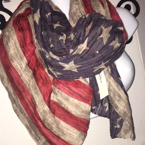 Vintage America | Accessories | Patriotic Red White Blue Crinkle Scarf ...